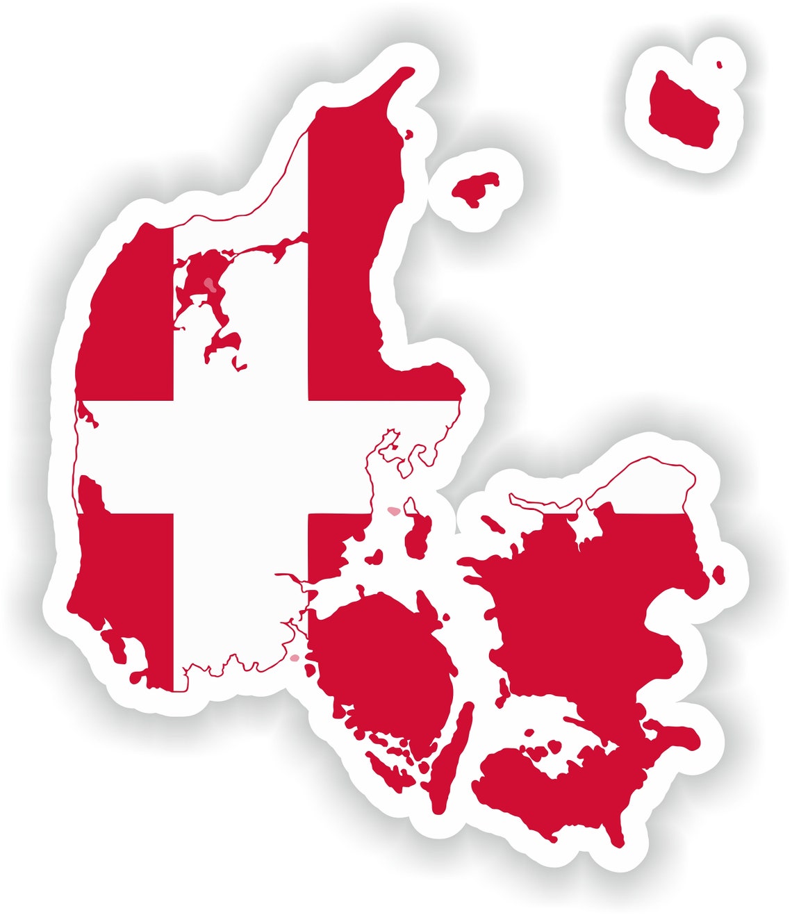 Denmark Map Flag Silhouette Sticker For Laptop Book Fridge Guitar