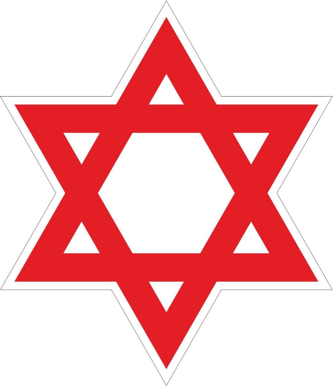 David Star White and Red Judaism Religion Jewish Emblem Sticker for ...