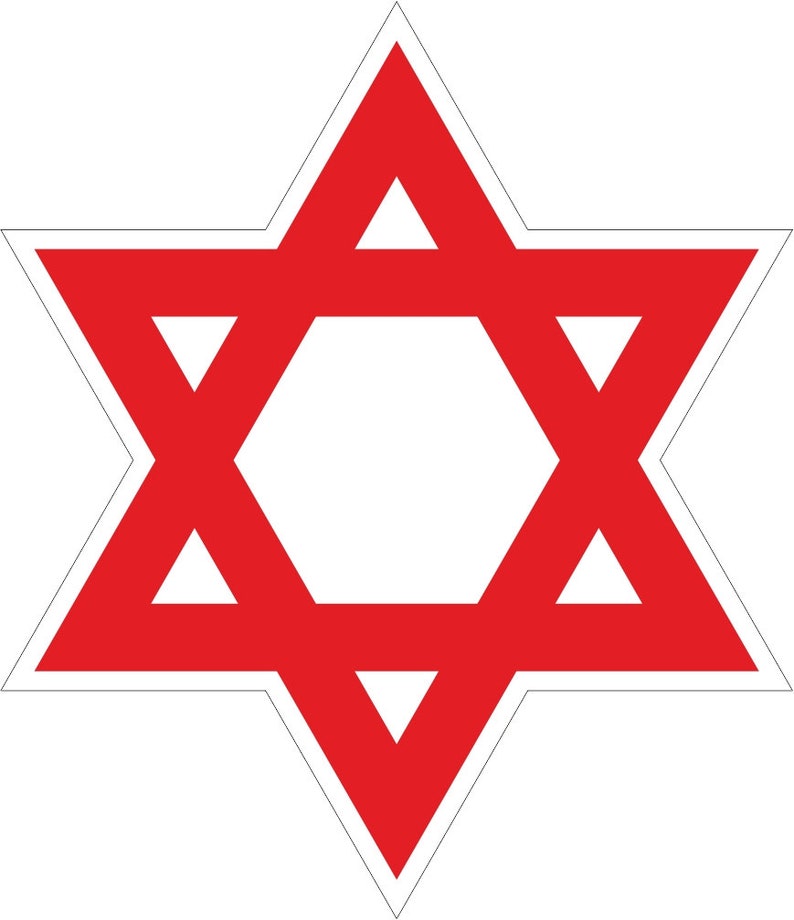 David Star White and Red Judaism Religion Jewish Emblem Sticker for ...