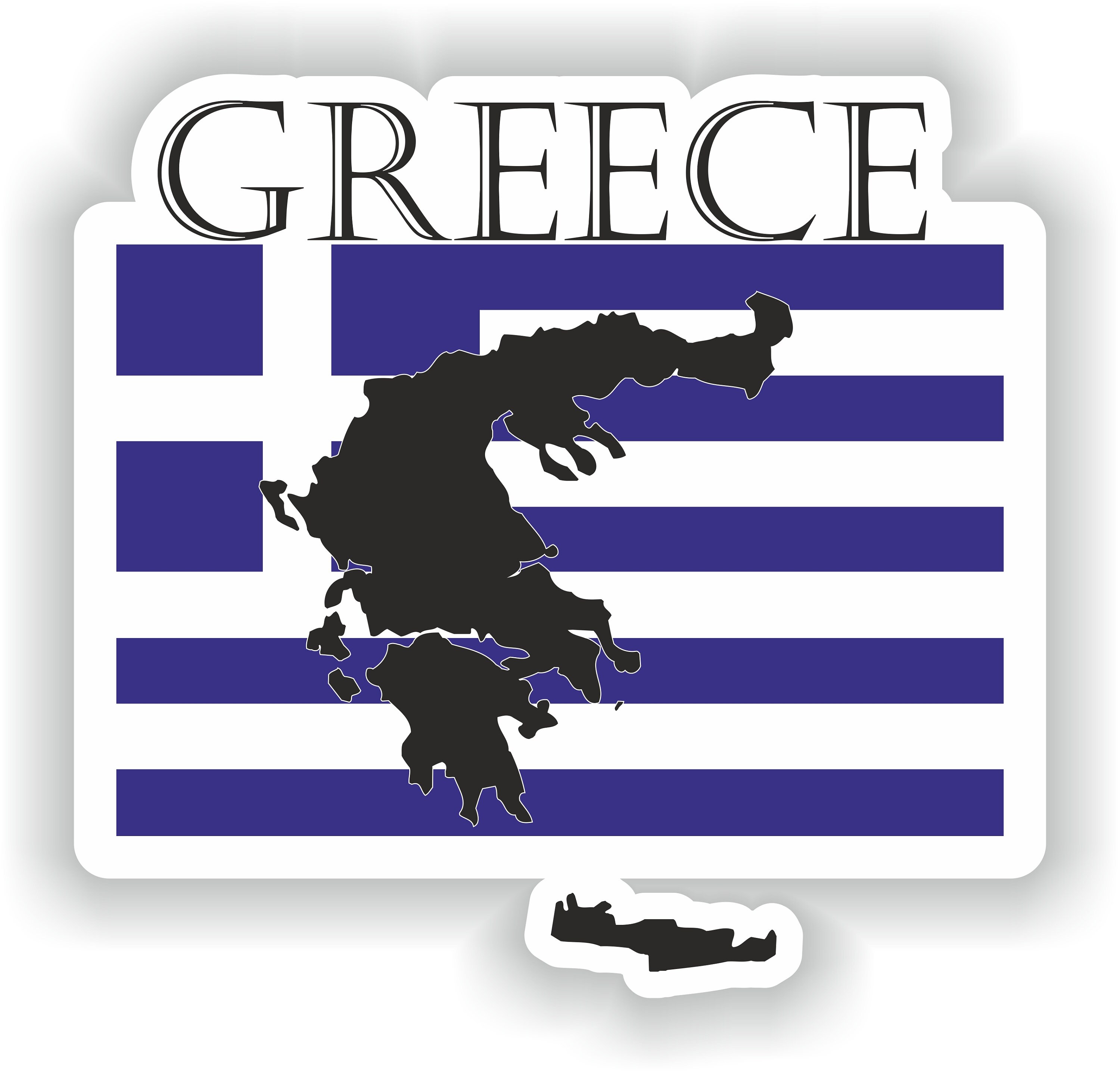 Greece Sticker Flag MF for Laptop Book Fridge Guitar Motorcycle Helmet ...