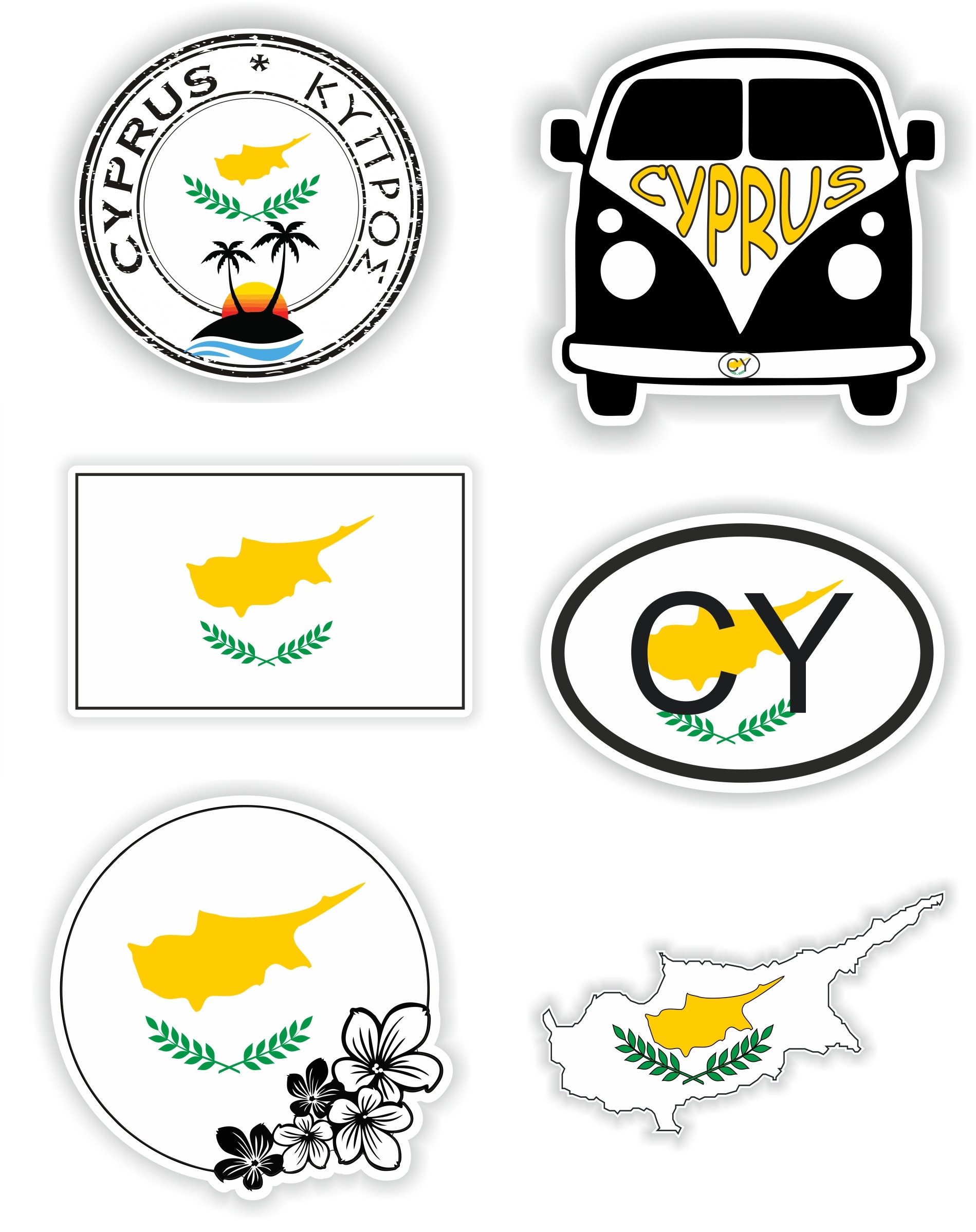 Cyprus Set of Stickers for Laptop Book Water Bottle Fridge Guitar ...
