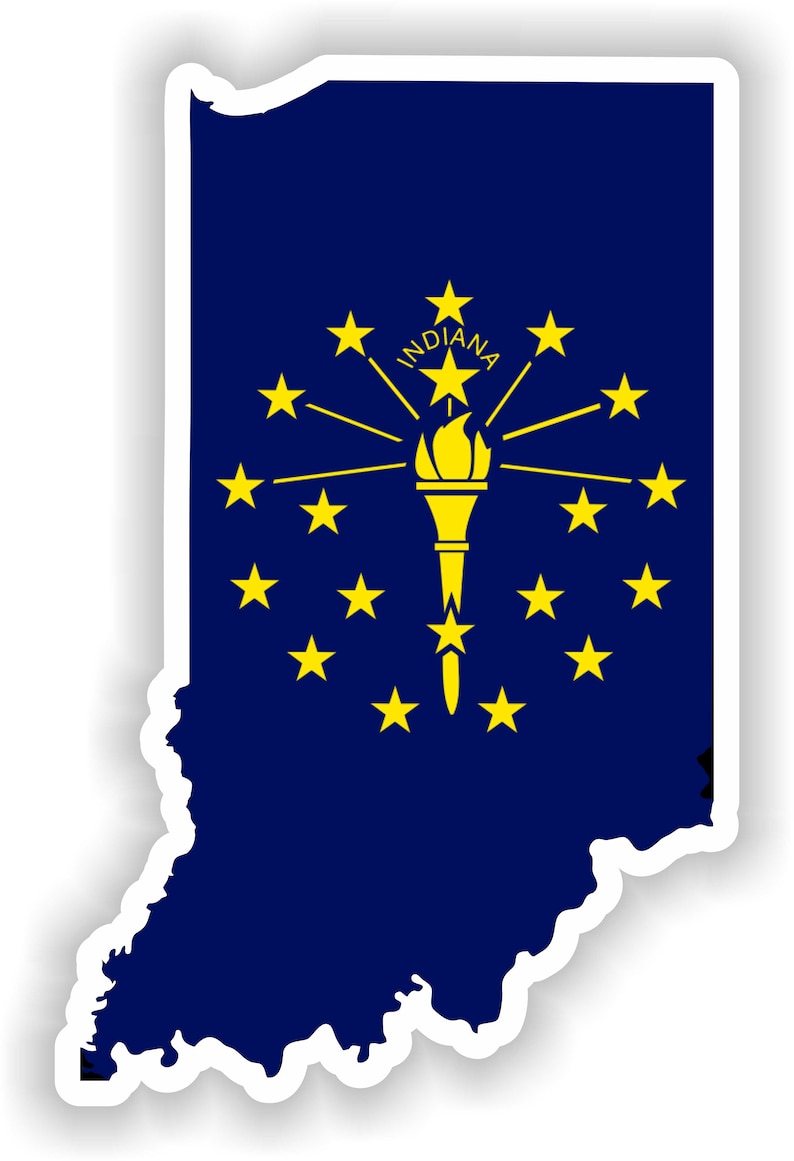 Indiana Map Flag Silhouette Sticker for Laptop Book Fridge Guitar ...