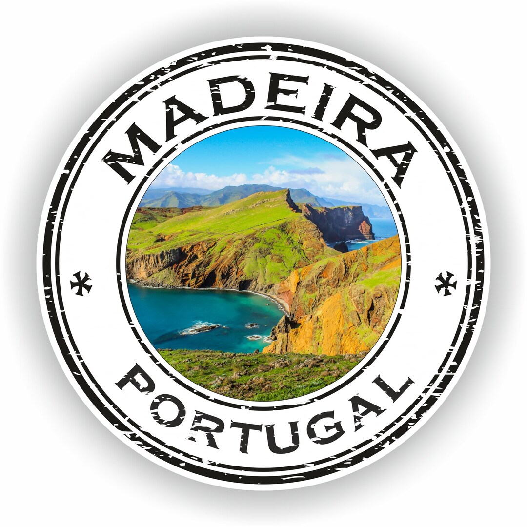 Madeira Portugal Seal Sticker Round Flag for Laptop Book Fridge Guitar ...