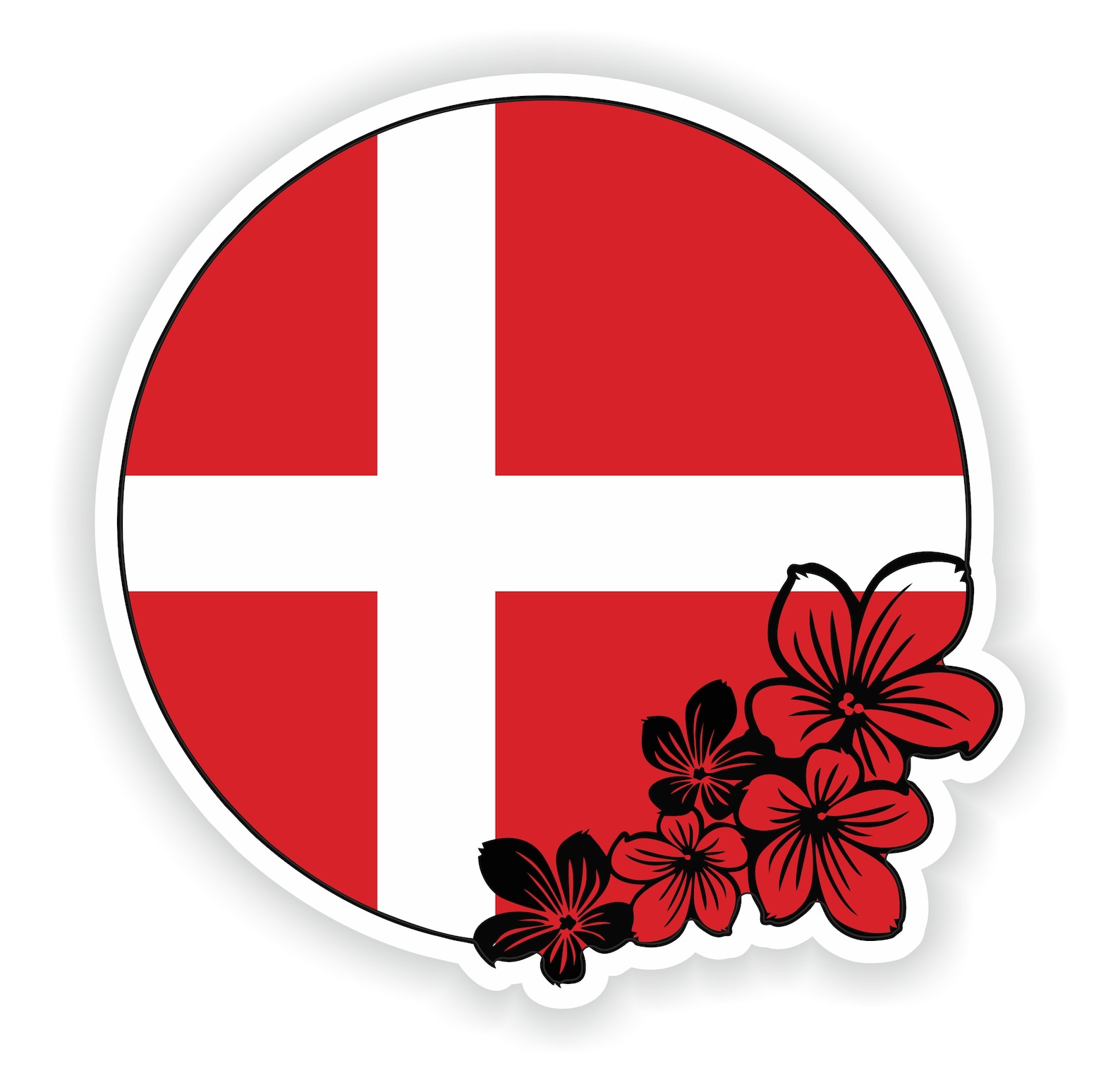 Denmark Sticker Round Flag For Laptop Book Fridge Guitar Etsy