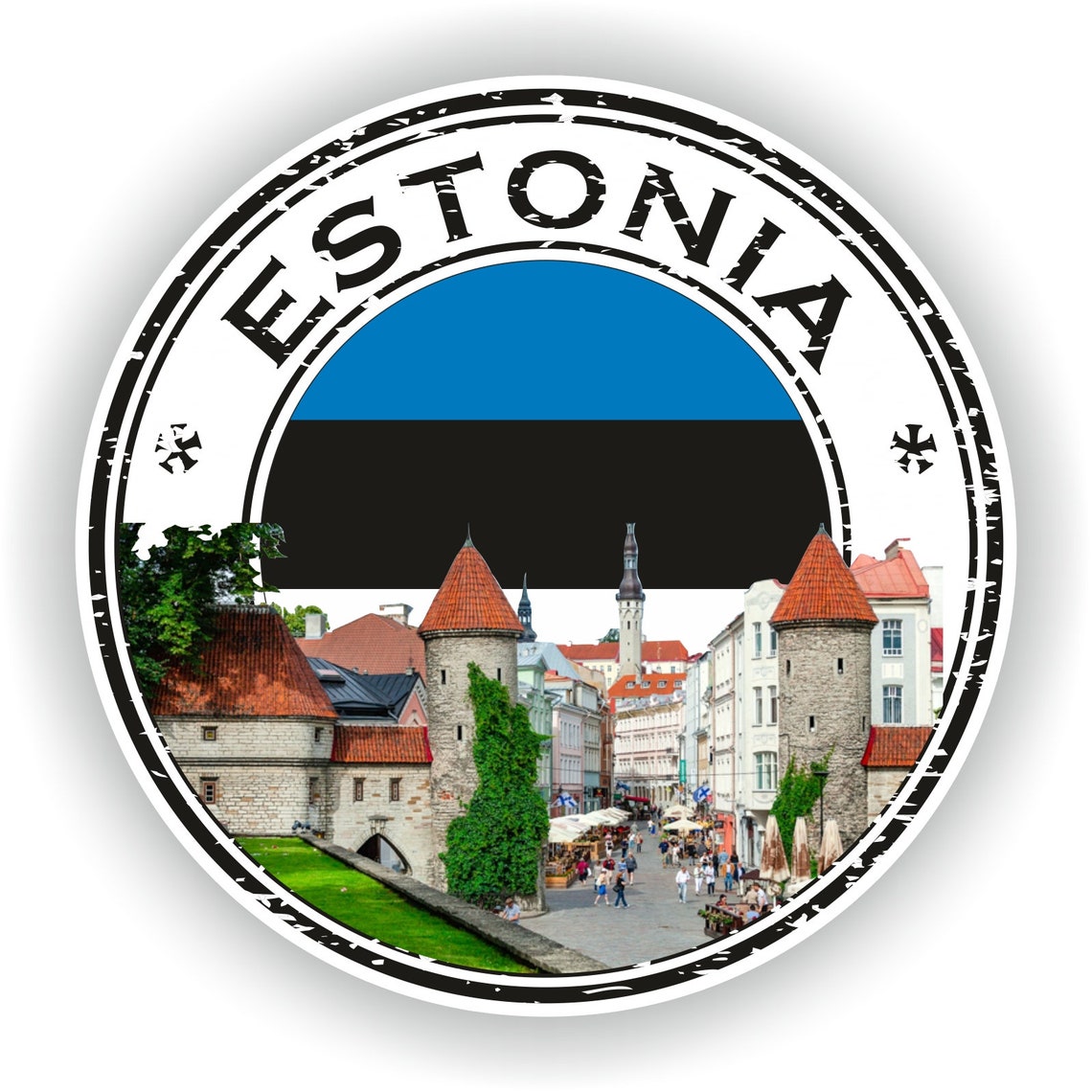 Estonia Seal Sticker Round Flag for Laptop Book Fridge Guitar ...
