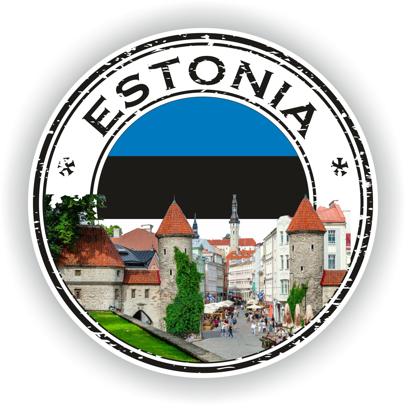 Estonia Seal Sticker Round Flag for Laptop Book Fridge Guitar ...