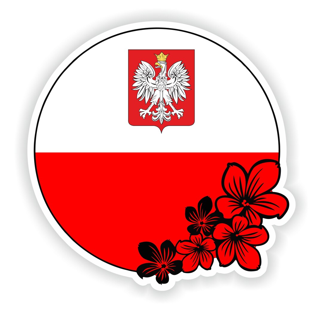 Poland Sticker Round Flag for Laptop Book Fridge Guitar Motorcycle ...