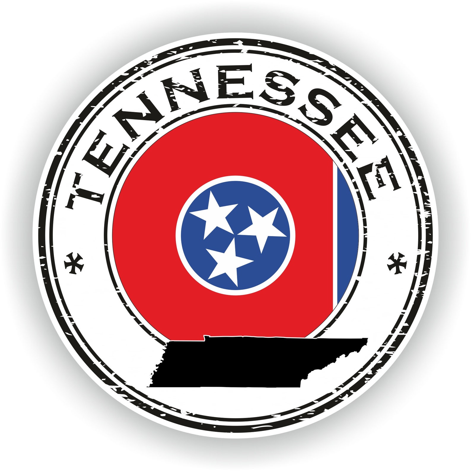Tennessee Seal Sticker Round Flag for Laptop Book Fridge Guitar ...