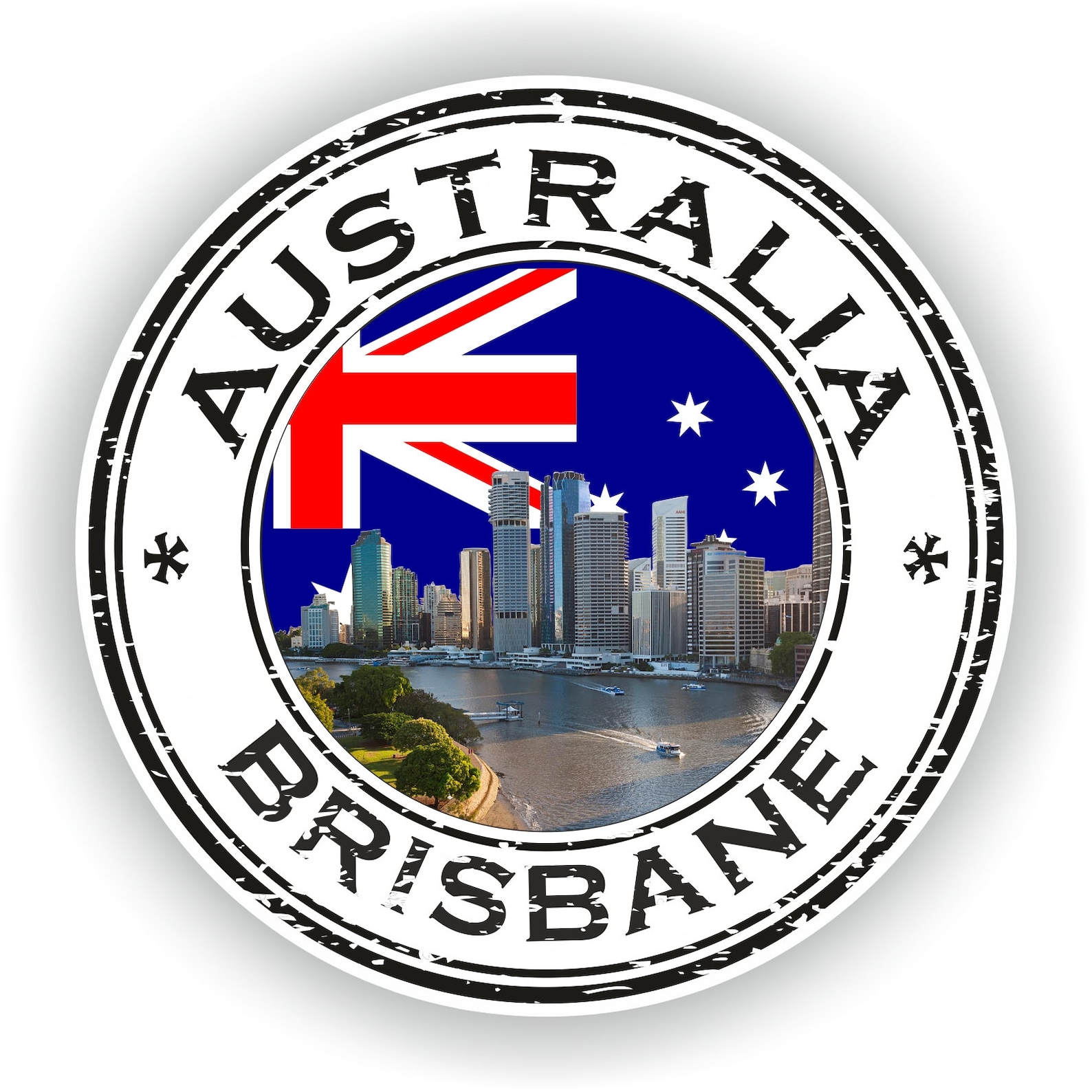 Brisbane Australië zegel sticker ronde vlag voor laptop boek koelkast ...