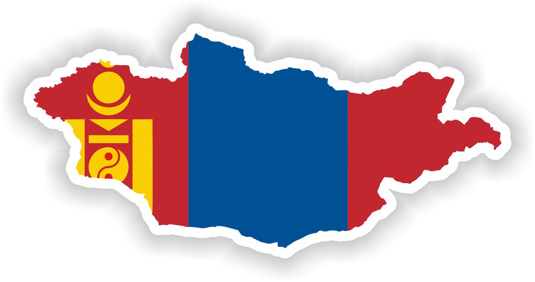 Mongolia Map Flag Silhouette Sticker for Laptop Book Fridge Guitar ...