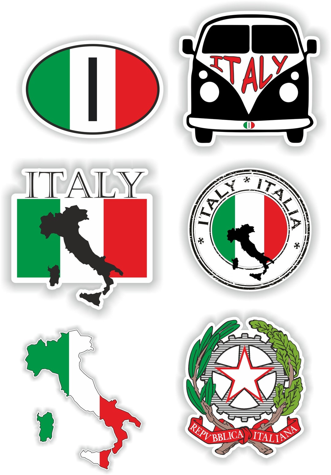 Italy Set of Stickers for Laptop Book Water Bottle Fridge Guitar ...