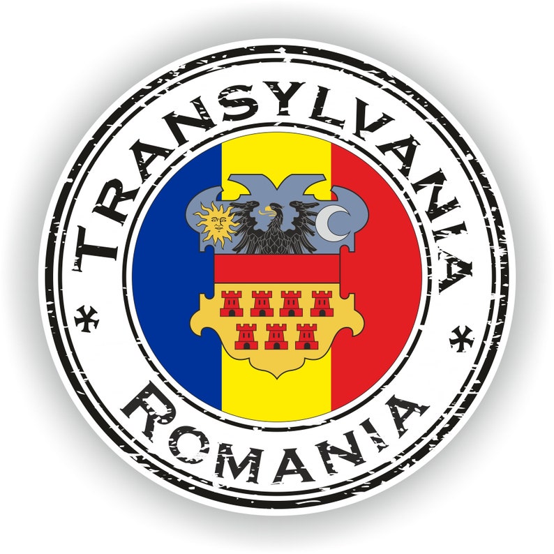 Romania Transylvania Seal Sticker Round Flag for Laptop Book Fridge ...