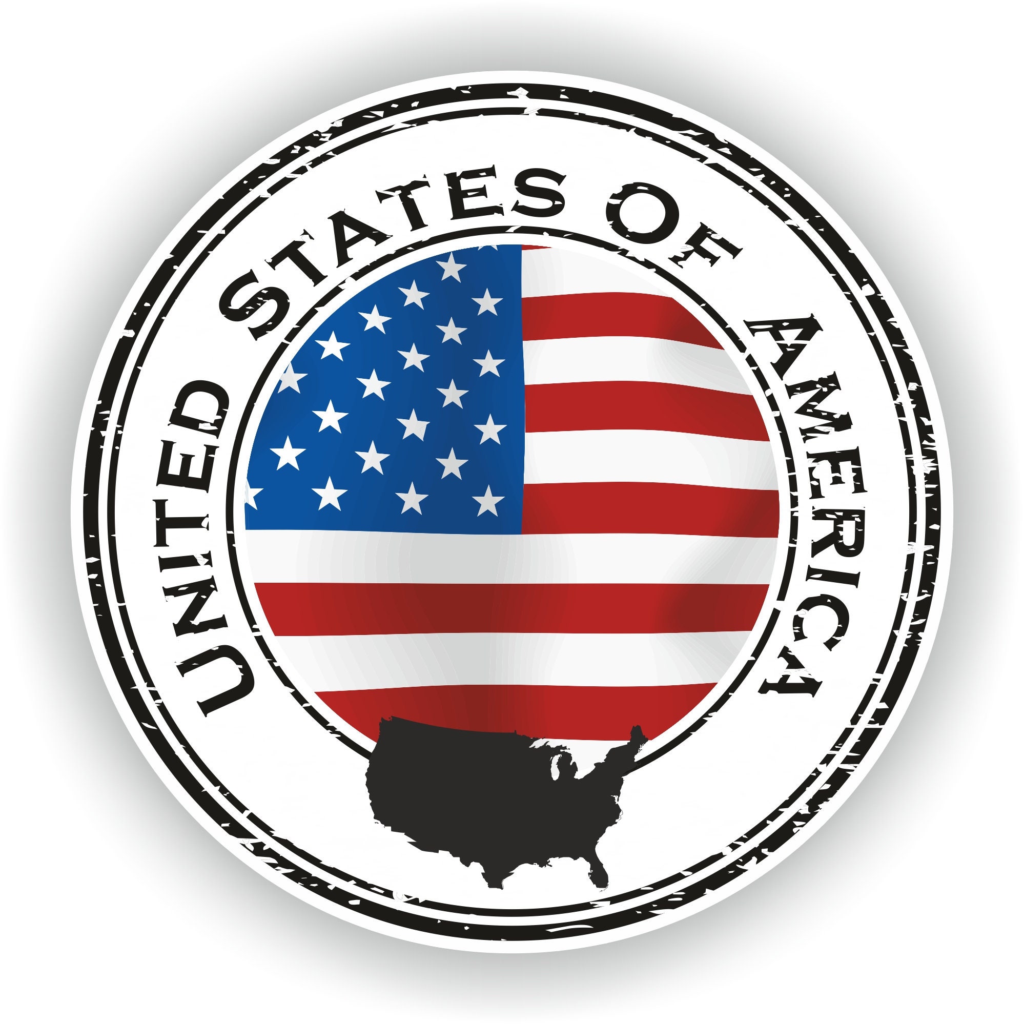 USA Seal Sticker Round Flag for Laptop Book Fridge Guitar Motorcycle ...