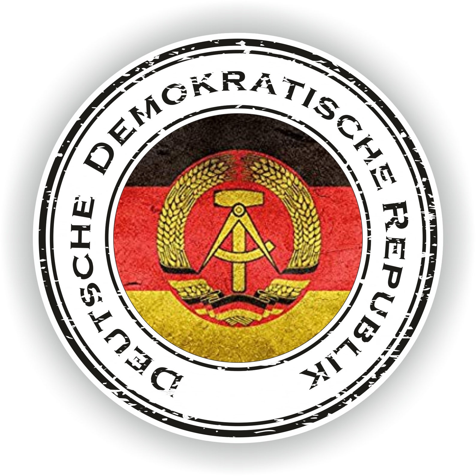 Deutsche Demokratische Republik DDR Seal Sticker Round Flag for Laptop ...