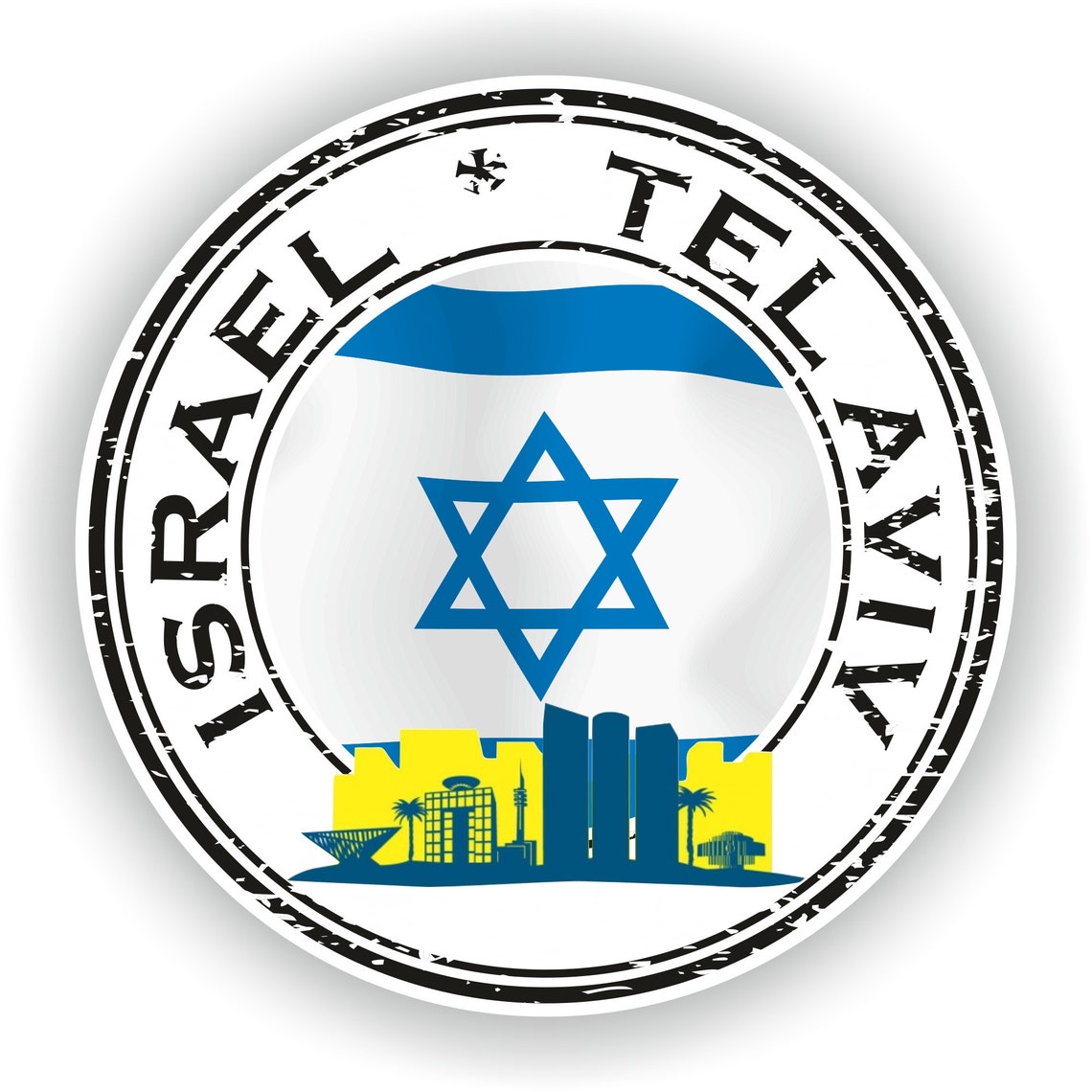 Israel Tel Aviv Seal Sticker Round Flag for Laptop Book Fridge Guitar ...