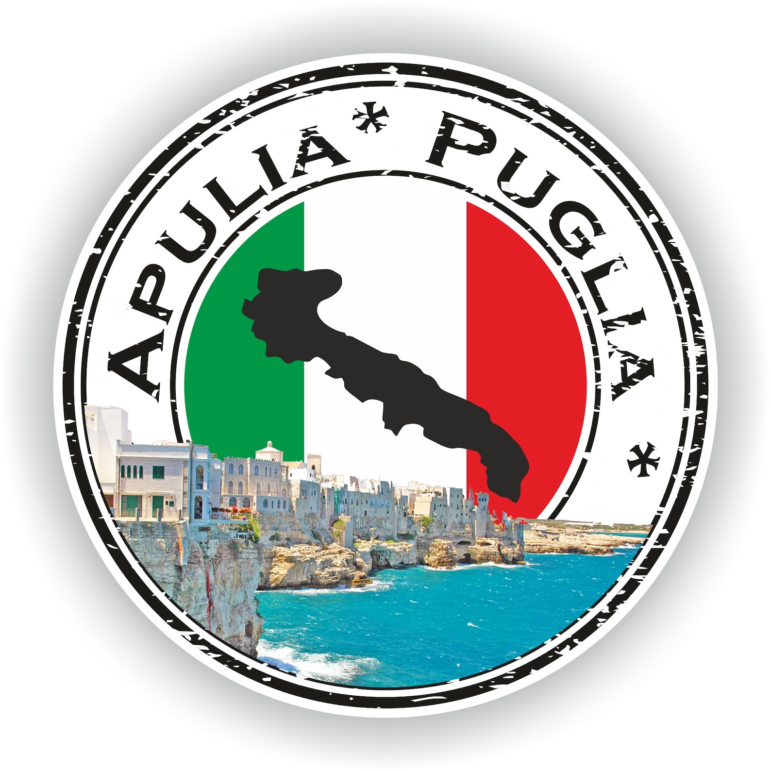 Apulia Puglia Italy Seal Sticker Round Flag for Laptop Book Fridge ...