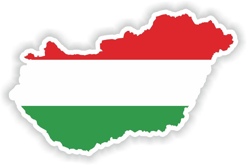 Hungary Map Flag Silhouette Sticker for Laptop Book Fridge Guitar ...