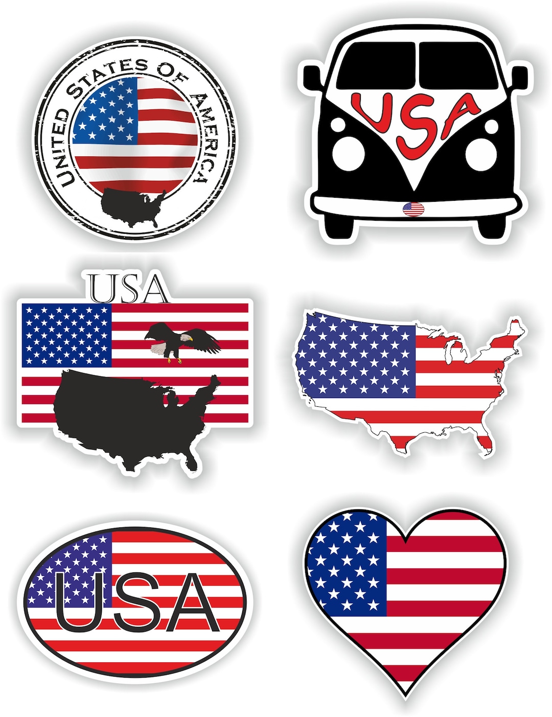 United States of America USA Set of Stickers for Laptop Book Water ...