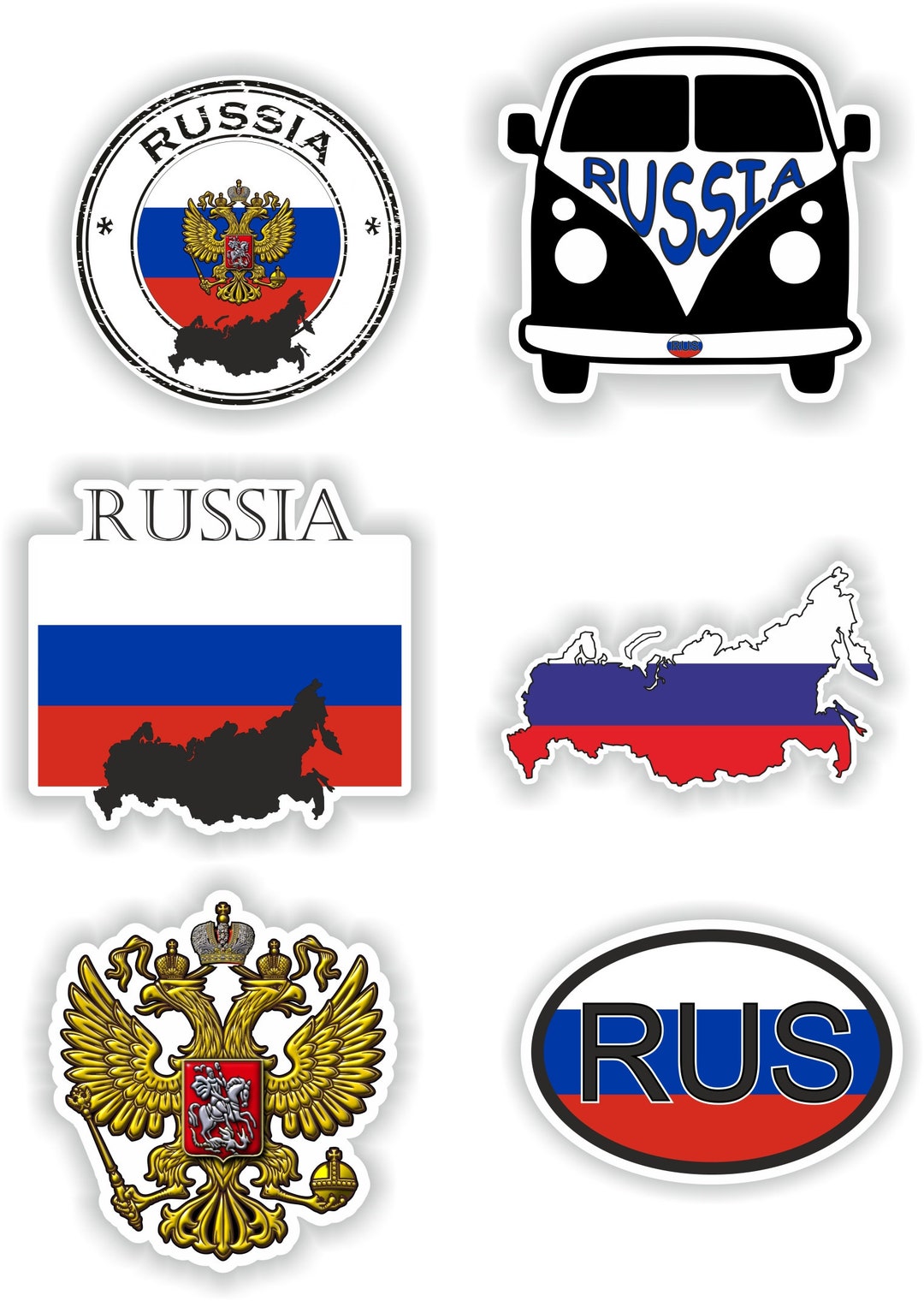 Russia Set of Stickers for Laptop Book Water Bottle Fridge Guitar ...