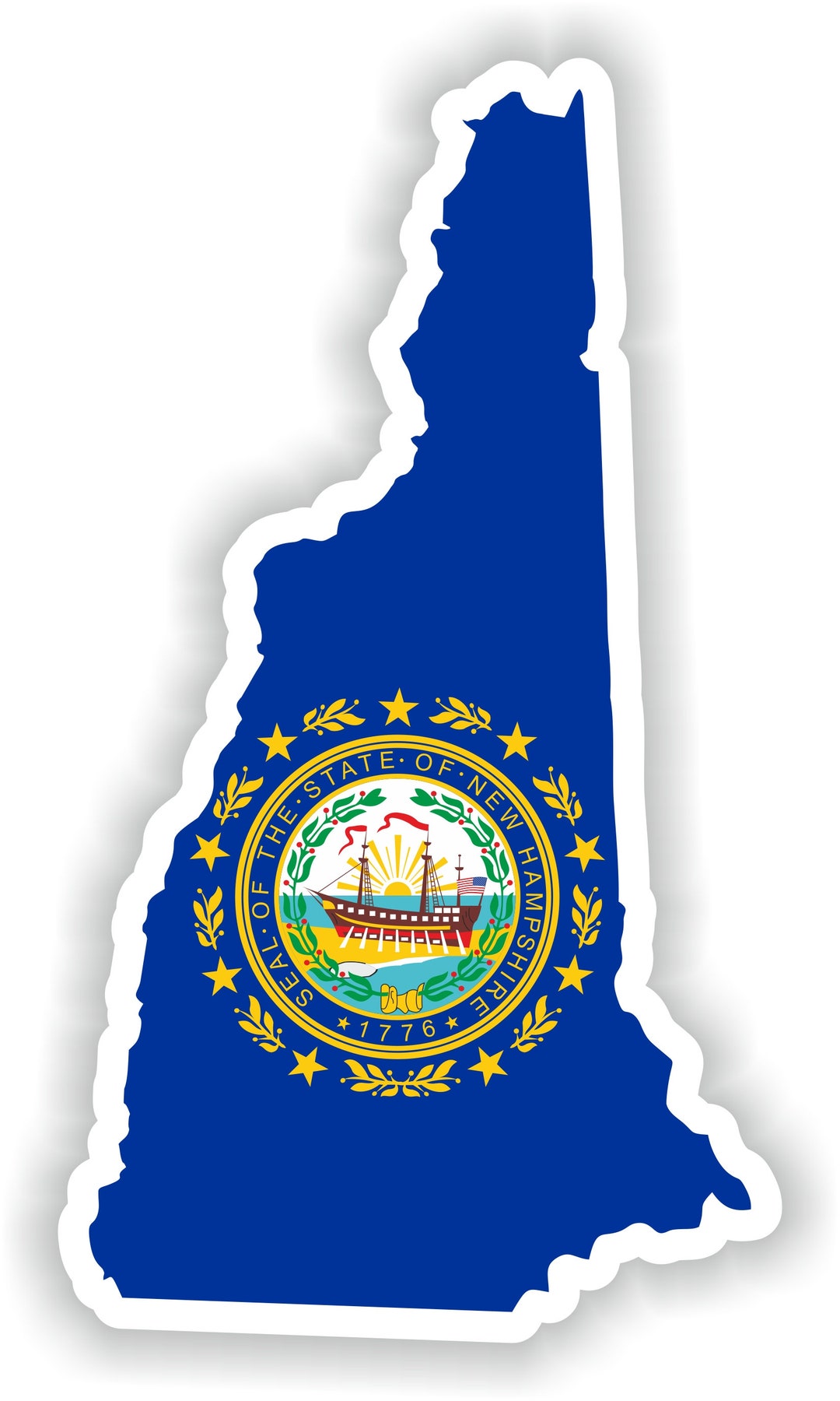 New Hampshire Map Sticker Flag for Laptop Book Fridge Guitar Motorcycle ...