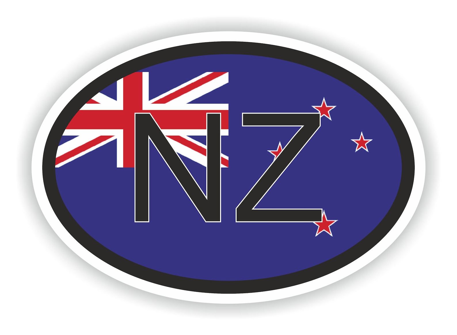 NEW ZEALAND Country Code Oval Sticker With Flag for Bumper Laptop Book ...