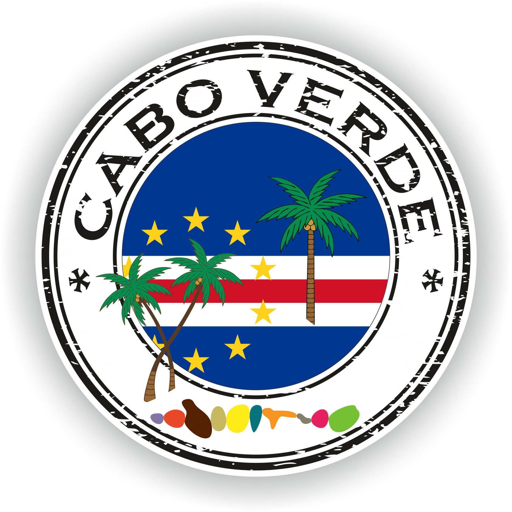 Cabo Verde Seal Sticker Round Flag for Laptop Book Fridge Guitar ...