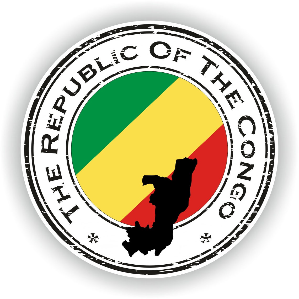 Republic of Congo Seal Sticker Round Flag for Laptop Book Fridge Guitar ...