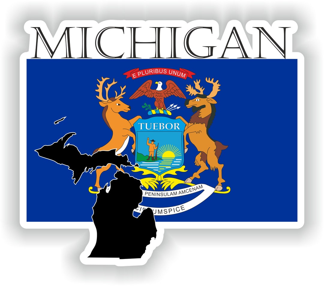 Michigan Sticker Flag MF for Laptop Book Fridge Guitar Motorcycle ...