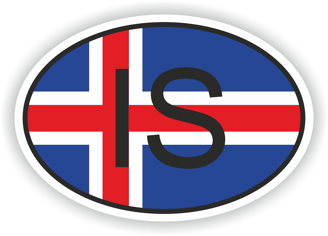 ICELAND Country Code Oval Sticker With Flag for Bumper Laptop Book ...