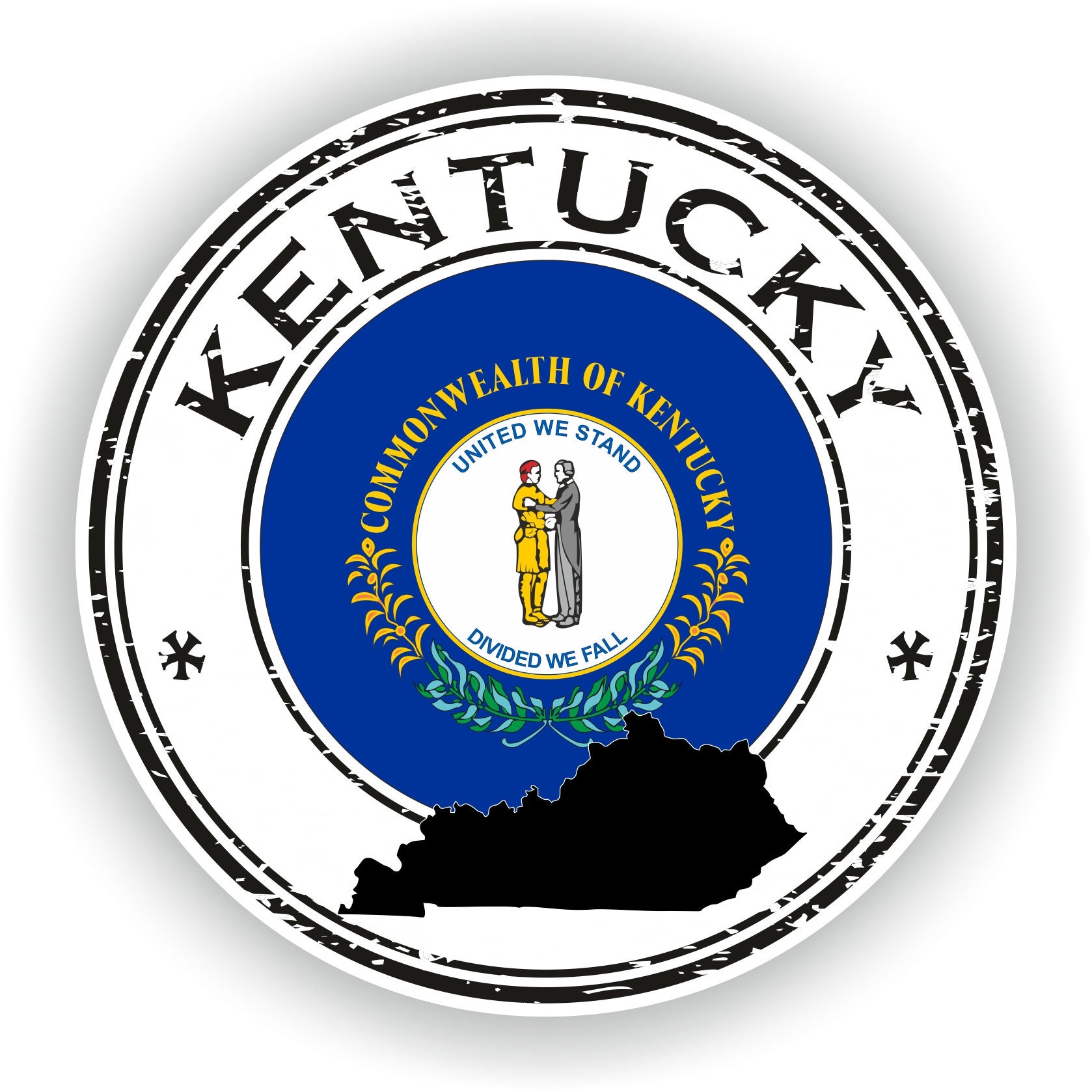 Kentucky Seal Sticker Round Flag for Laptop Book Fridge Guitar ...