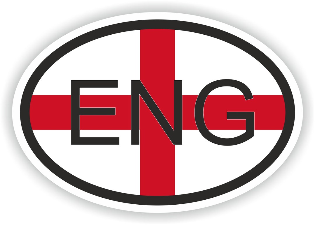 England Country Code Oval Sticker With Flag for Bumper Laptop Book ...