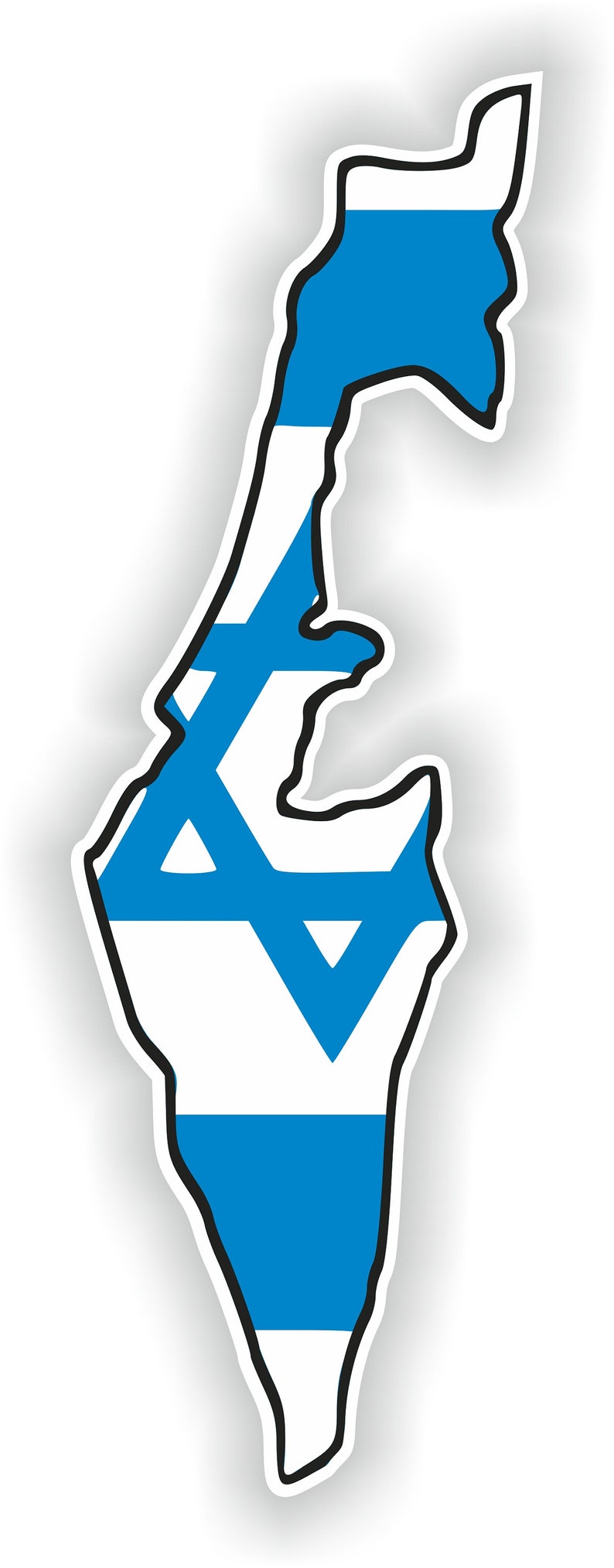 Israel Map Flag Silhouette Sticker for Laptop Book Fridge Guitar ...