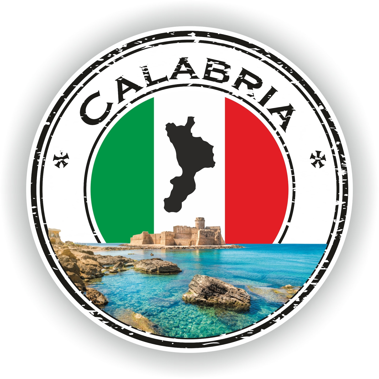 Calabria Italy Seal Sticker Round Flag for Laptop Book Fridge Guitar ...