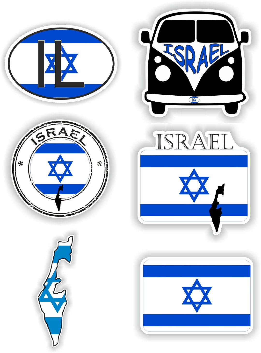 Israel Set of Stickers for Laptop Book Water Bottle Fridge Guitar ...