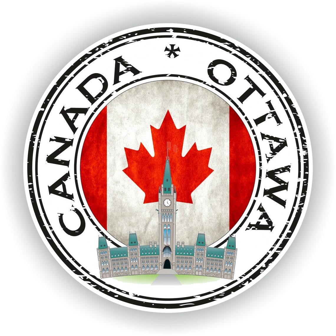 Canada Ottawa Seal Sticker Round Flag for Laptop Book Fridge Guitar ...