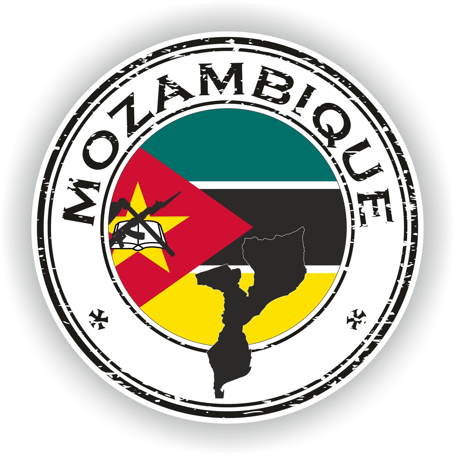 Mozambique Seal Sticker Round Flag for Laptop Book Fridge Guitar ...