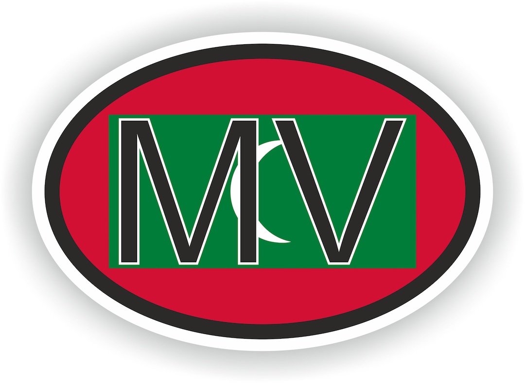MALDIVES Country Code Oval Sticker With Flag for Bumper Laptop Book ...