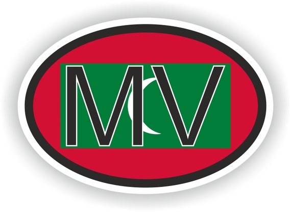 MALDIVES Country Code Oval Sticker with Flag for Bumper Laptop | Etsy