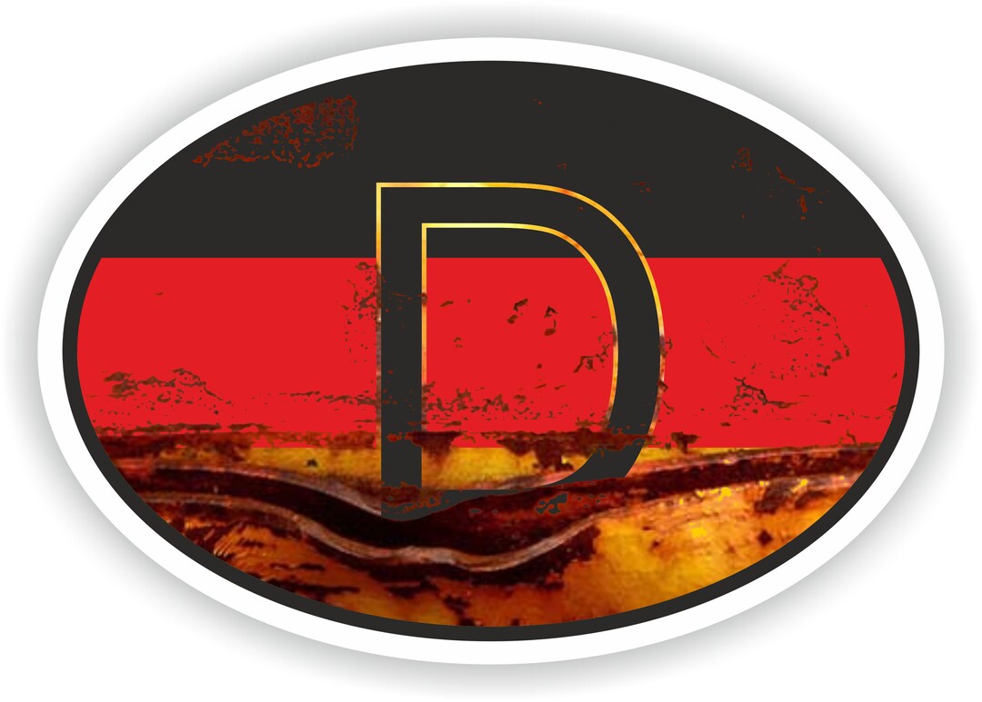 Vintage D Germany Country Code Oval Sticker Deutschland With Flag for ...