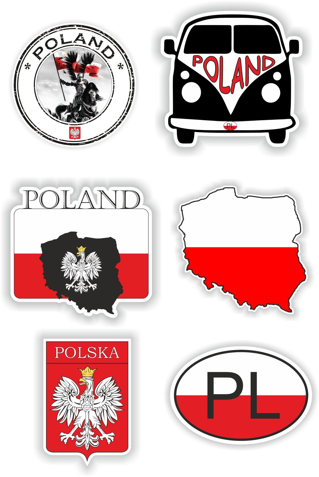 Poland Set of Stickers for Laptop Book Water Bottle Fridge Guitar ...