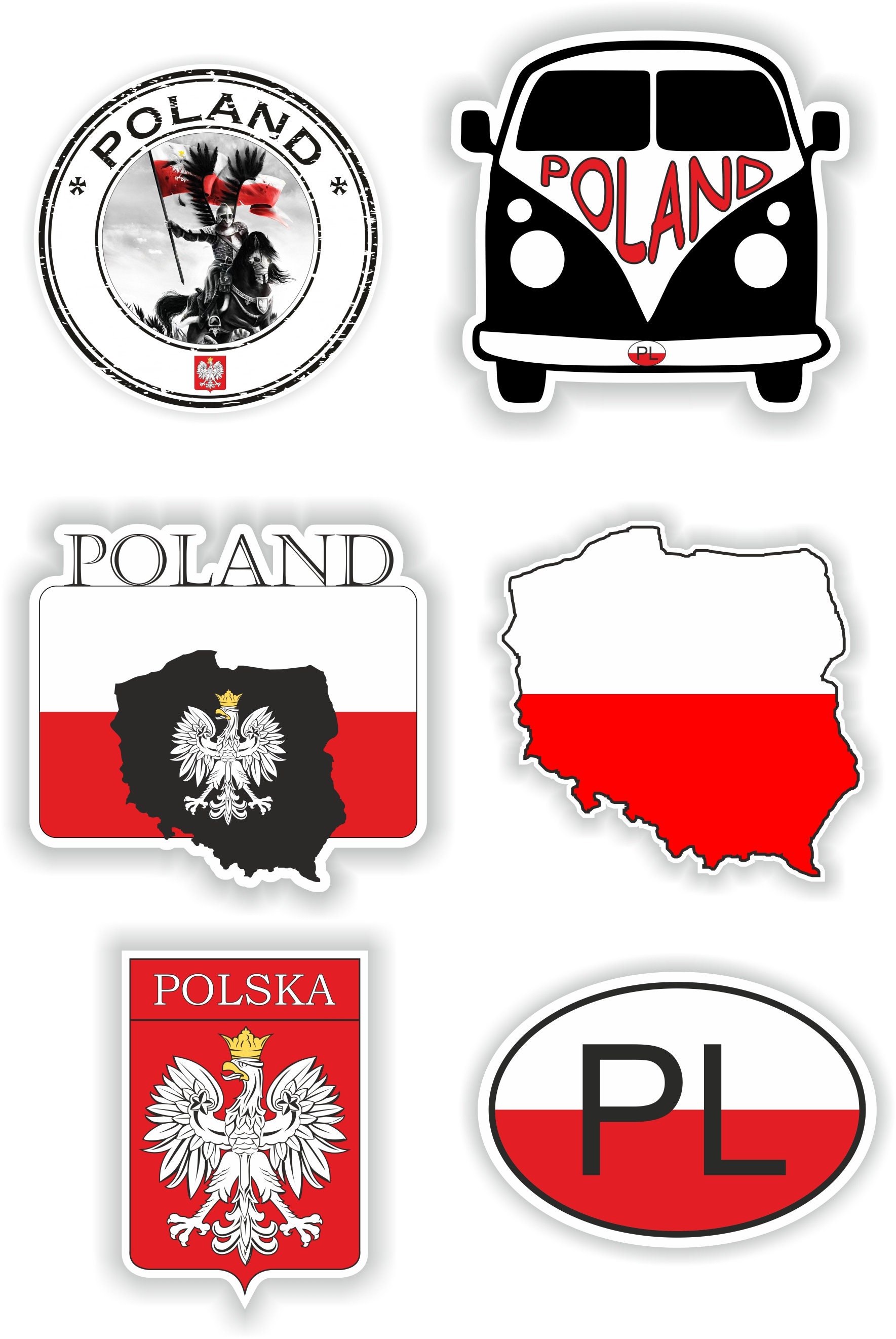 Poland Set of Stickers for Laptop Book Water Bottle Fridge Guitar ...