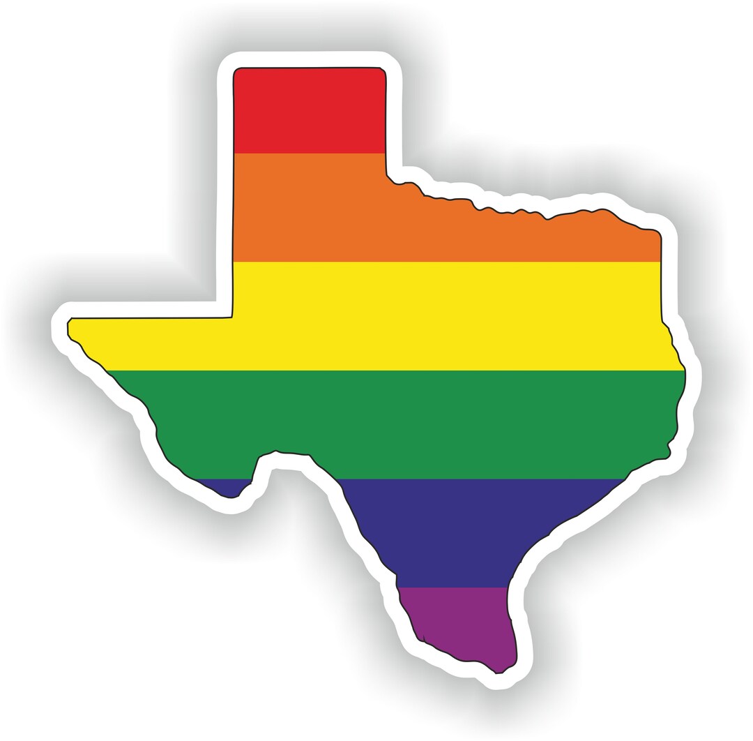 Texas Gay Rainbow Map Flag Sticker for Laptop Book Fridge Guitar ...