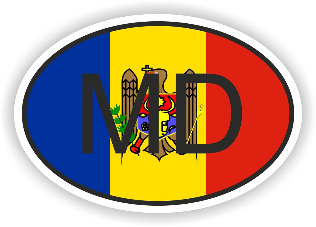 MOLDOVA Country Code Oval Sticker With Flag for Bumper Laptop Book ...