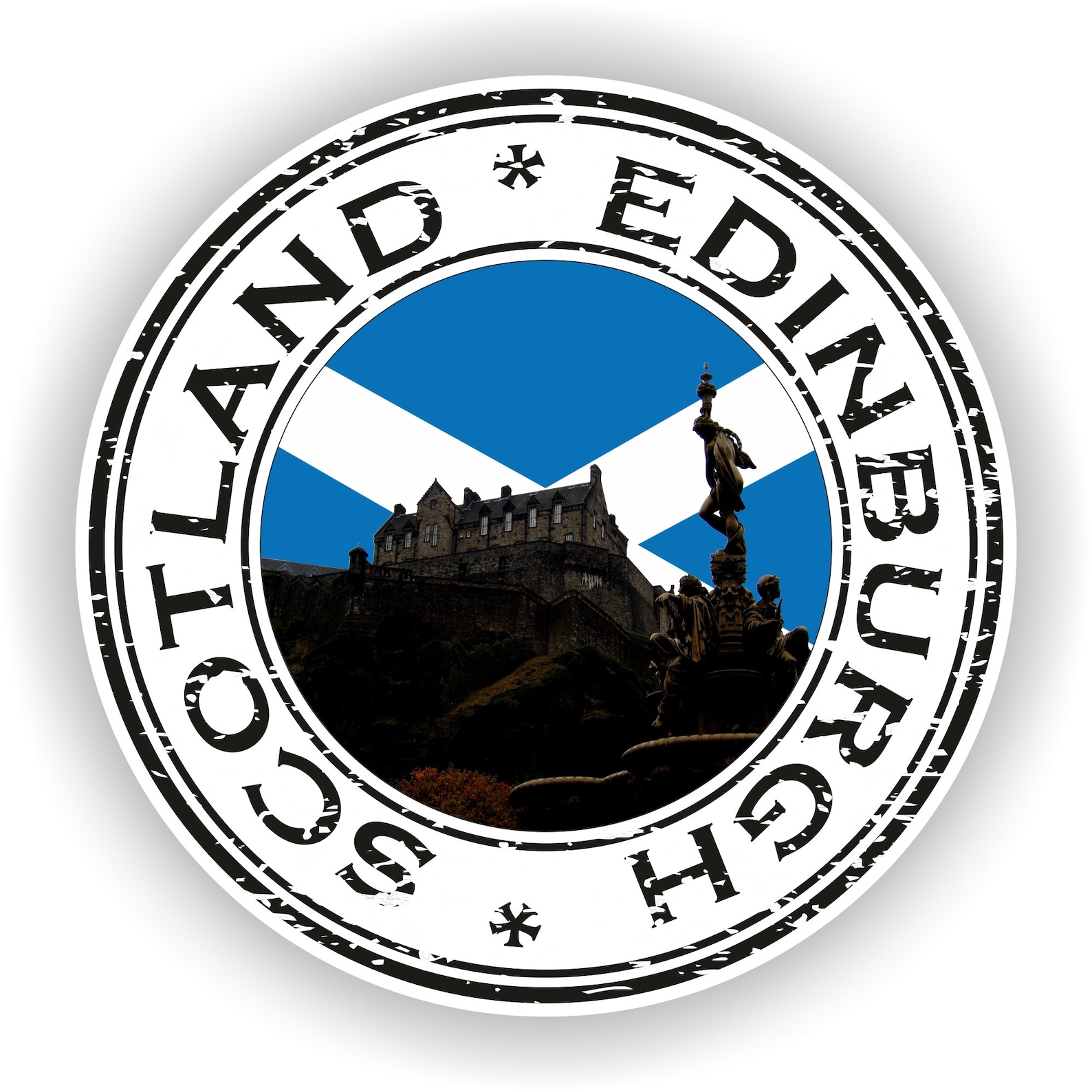 Scotland Edinburgh #02 Seal Sticker Round Flag for Laptop Book Fridge ...