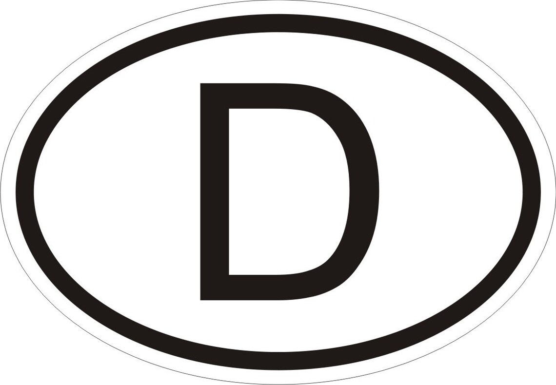 Germany D Country Code Oval Sticker for Bumper Laptop Book Fridge ...