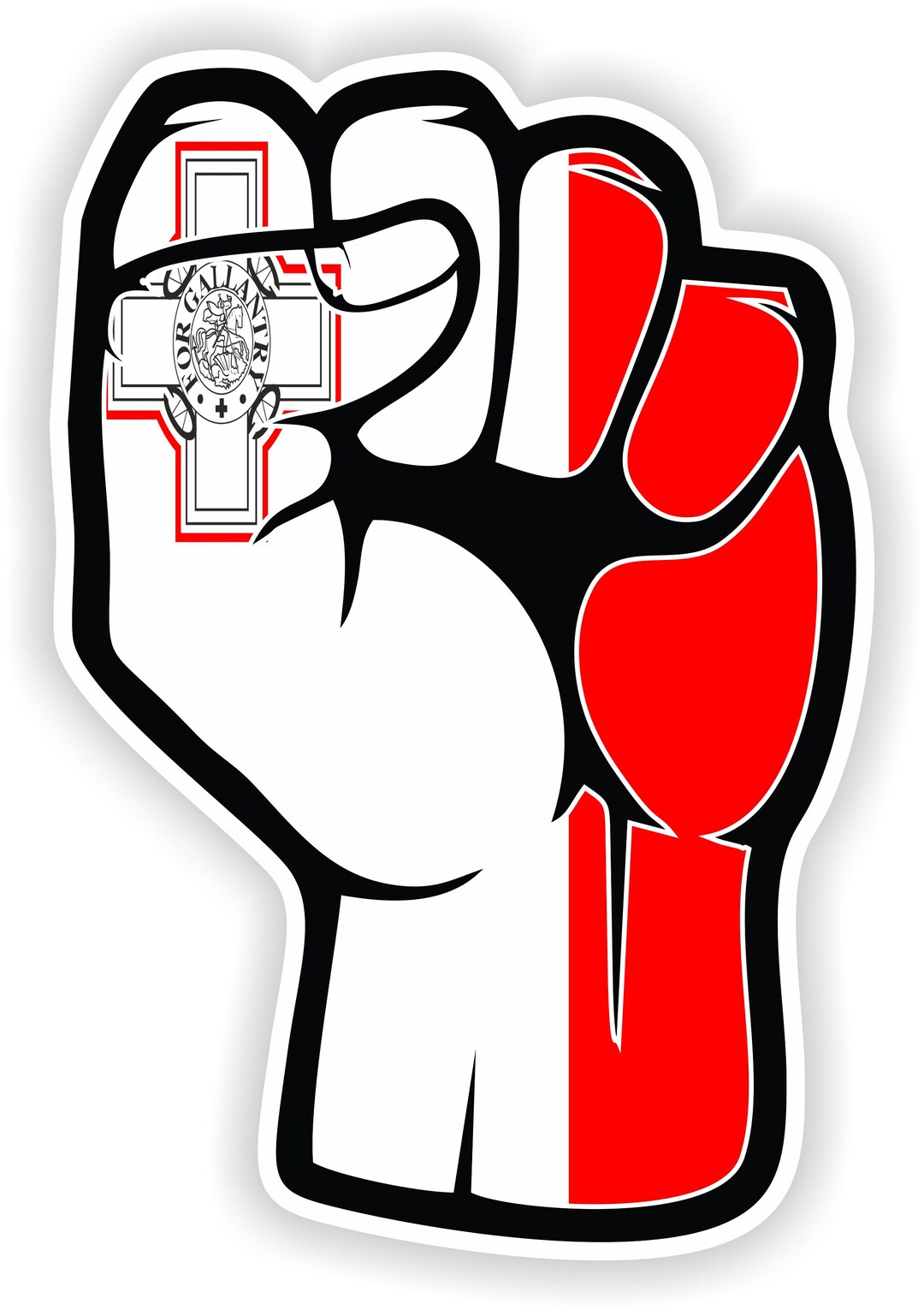 Malta Sticker Fist Hand For Laptop Book Fridge Guitar Motorcycle Helmet
