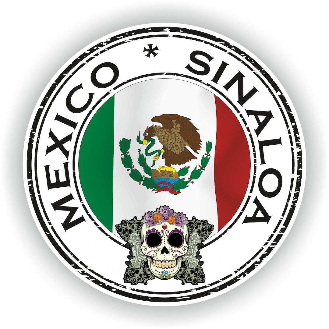 Sinaloa Mexico Seal Sticker Round Flag for Laptop Book Fridge Guitar ...
