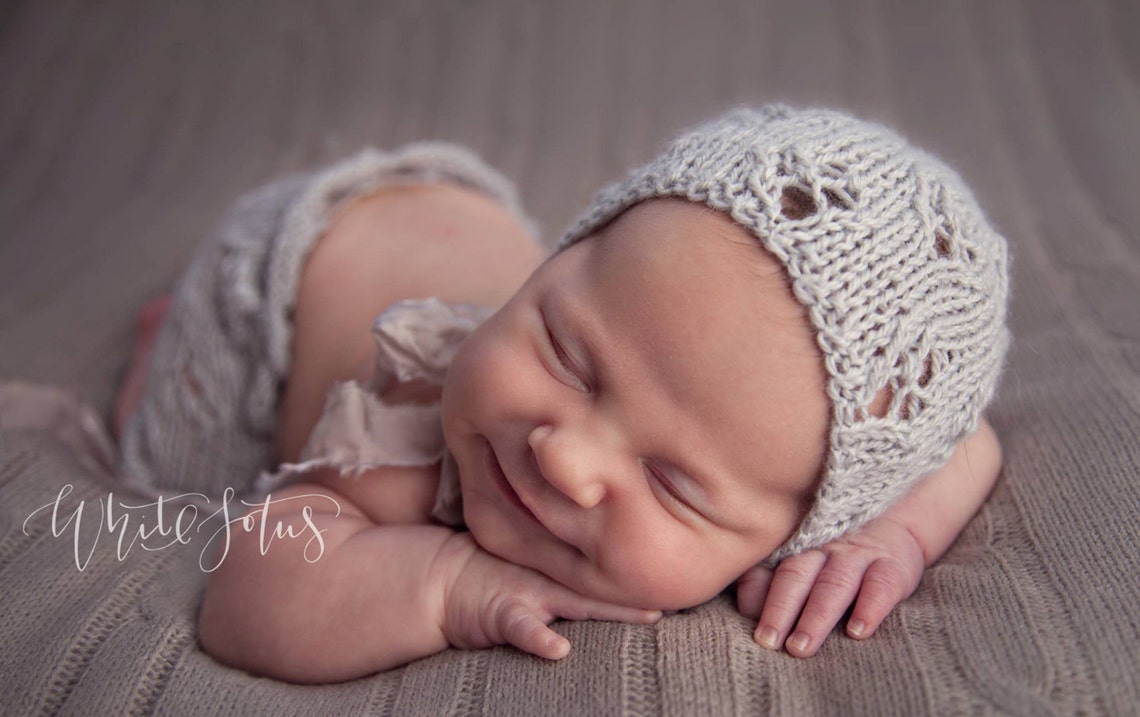 PDF Knitting Pattern - Newborn Photography Prop_ Clover Angora Bonnet ...