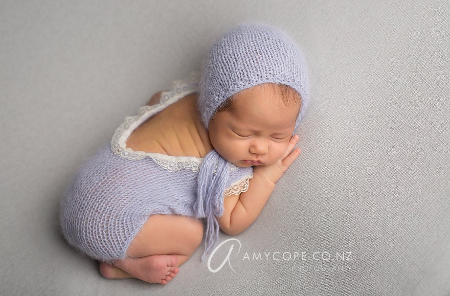 PDF Knitting Pattern - Newborn Short Sleeved Romper Onesie and Bonnet ...