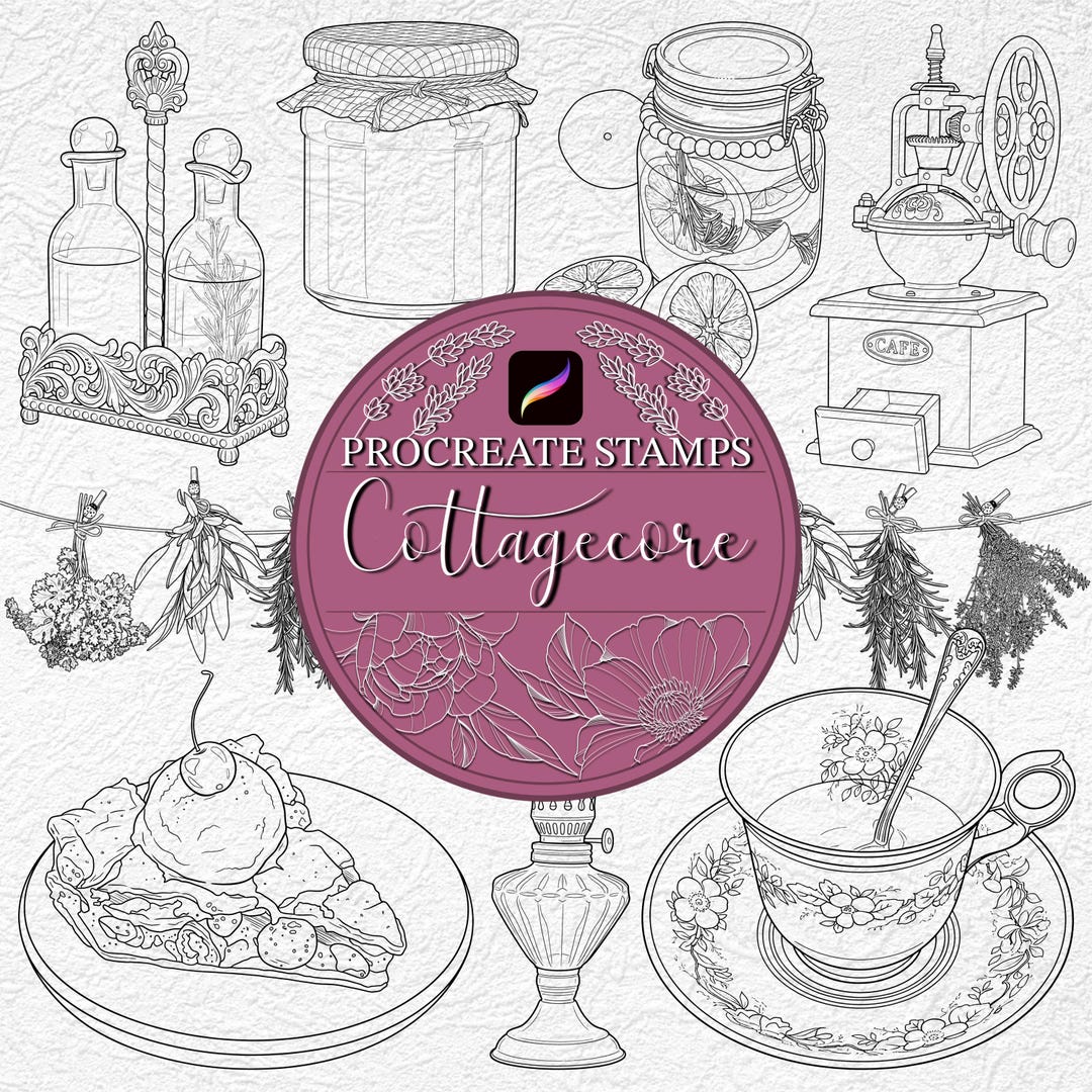 Procreate Stamps: Cottagecore Set | 110 Premade Stamp Brushes - Etsy
